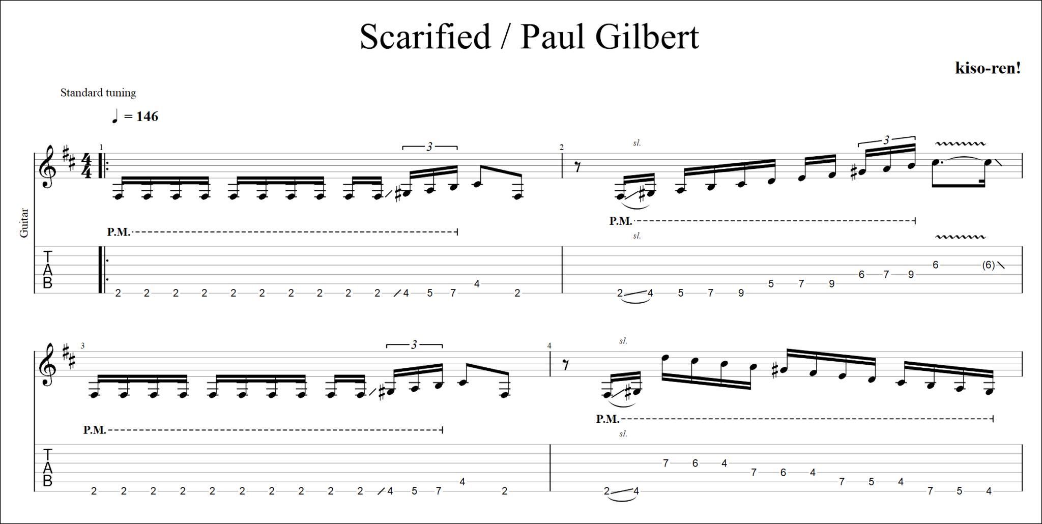 Scarified / Paul Gilbert(Racer X)のギターが絶対弾ける練習方法【TAB】ポール･ギルバート､レーサーX速弾き ...