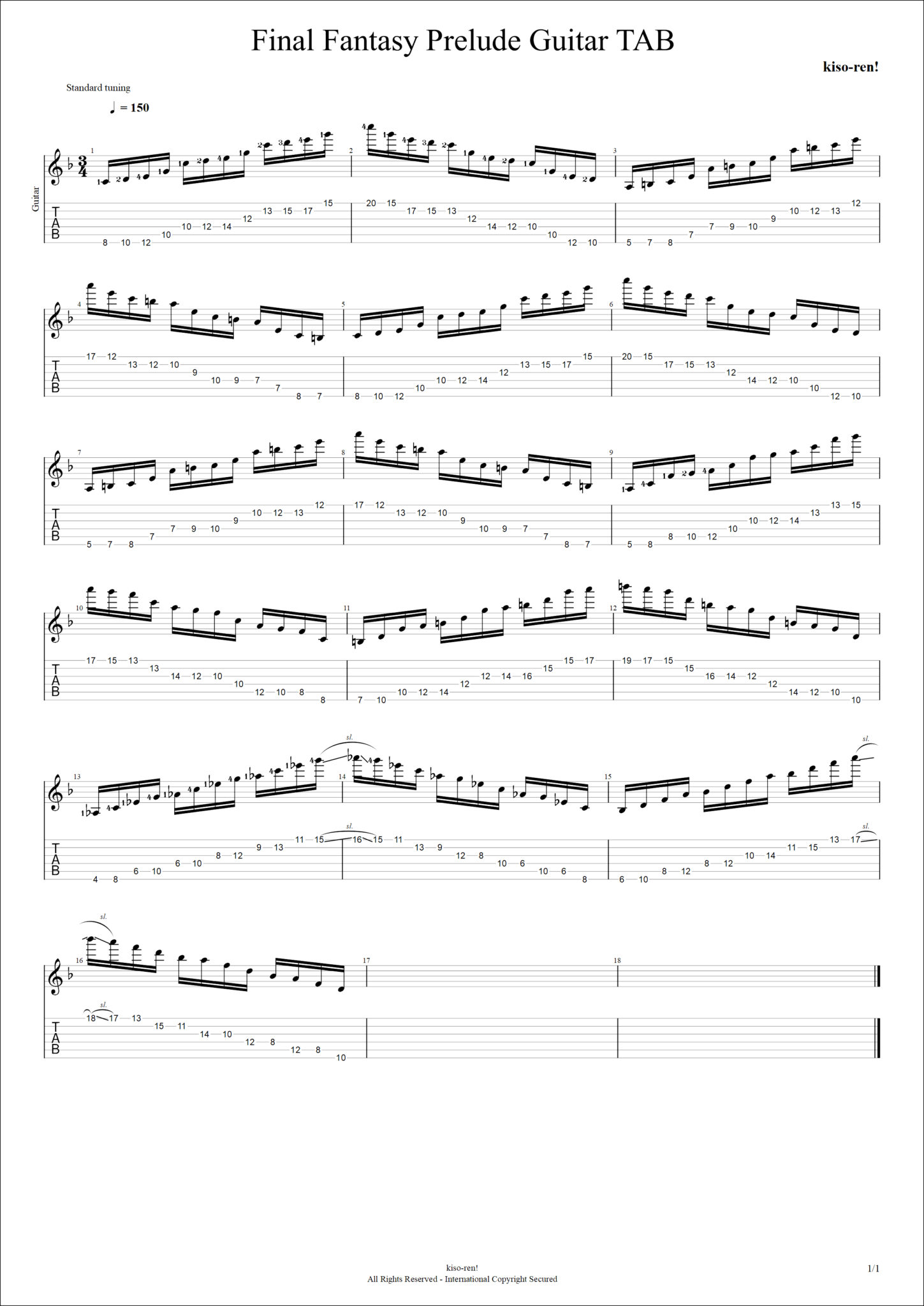 ファイナルファンタジー プレリュードが絶対弾ける練習方法【TAB】FF クリスタルのテーマ Final Fantasy Prelude ...