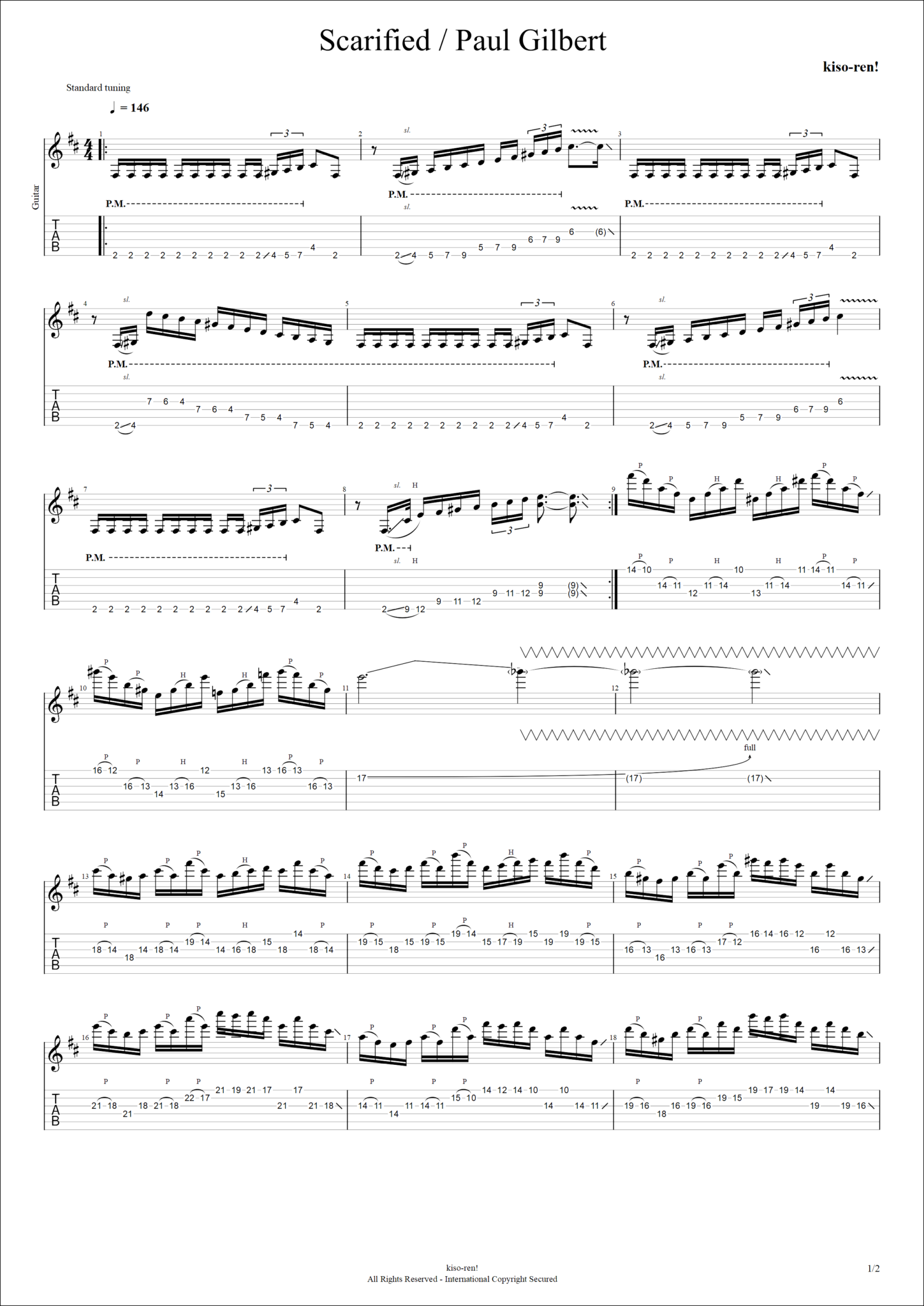 Scarified / Paul Gilbert(Racer X)のギターが絶対弾ける練習方法【TAB】ポール･ギルバート､レーサーX速弾き ...